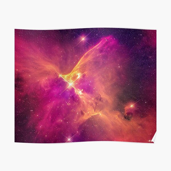 "Universe Energy Pink and Yellow Nebula" Poster for Sale by trajeado14 ...