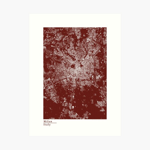 Lámina artística «Milán - plano de la ciudad / mapa / plano de la ...