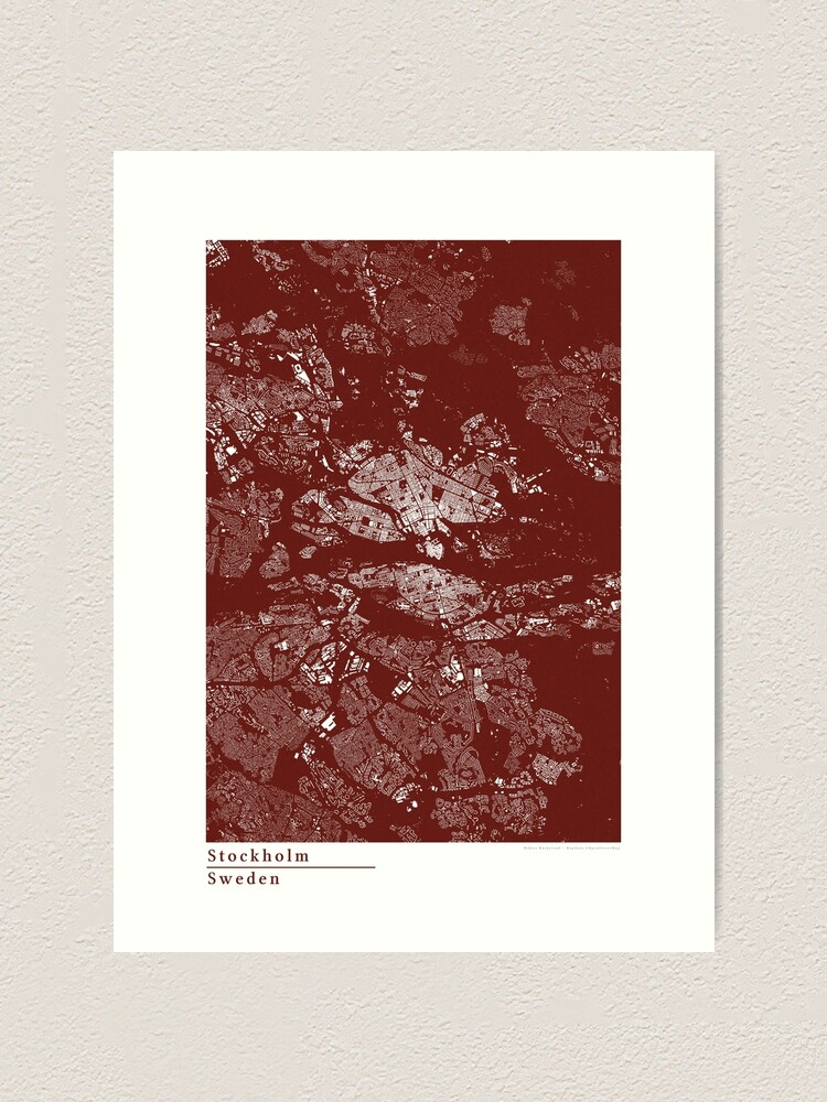 "Stockholm - city plan / map / figure ground plan - colored red ...
