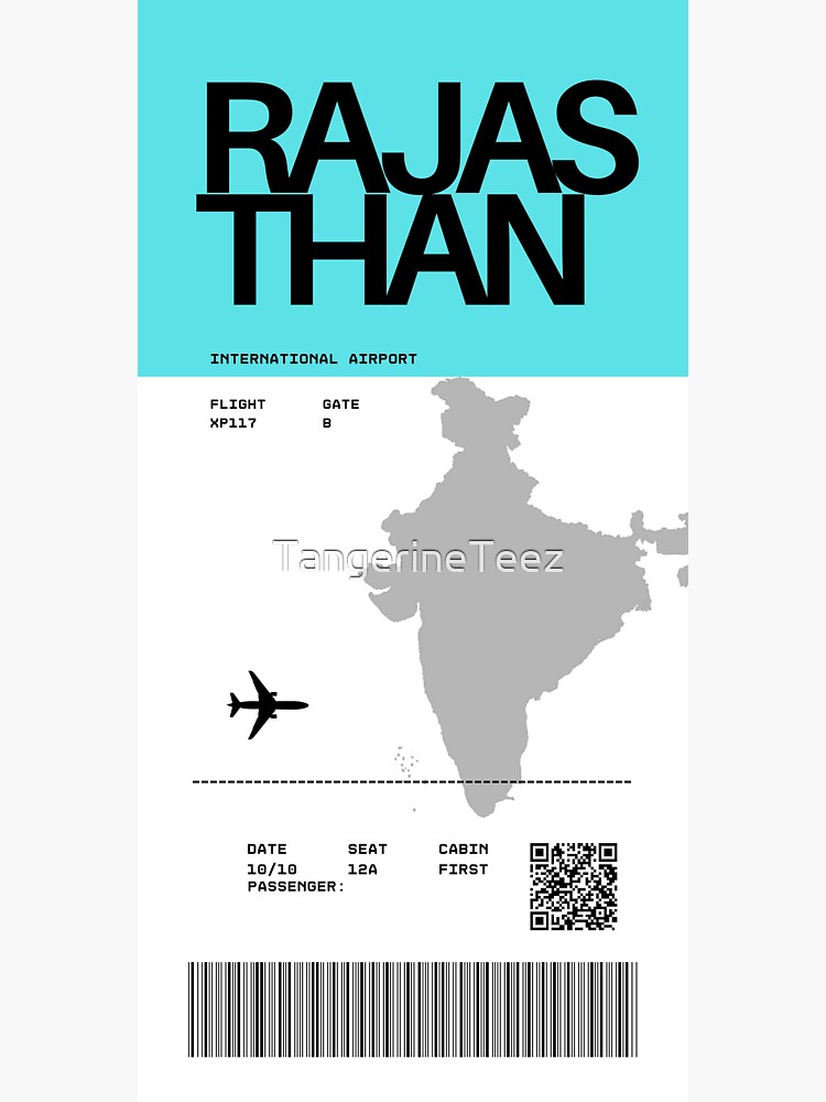 "Boarding Pass Rajasthan India" Sticker for Sale by TangerineTeez ...