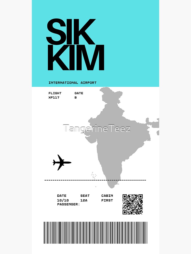"Boarding Pass Sikkim India" Sticker for Sale by TangerineTeez | Redbubble