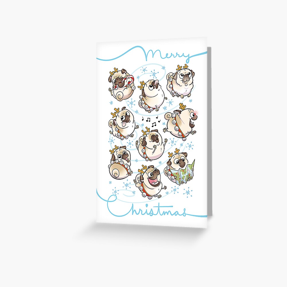 "Reindeer Pugs Christmas card" Greeting Card for Sale by inkpug | Redbubble