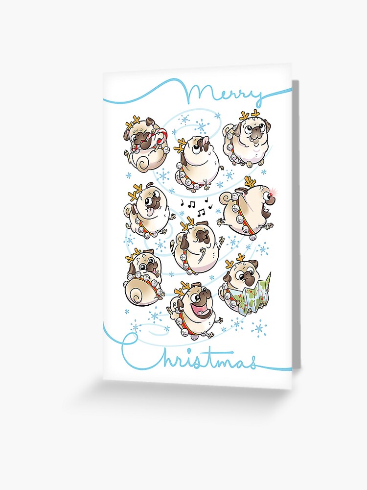 "Reindeer Pugs Christmas card" Greeting Card for Sale by inkpug | Redbubble
