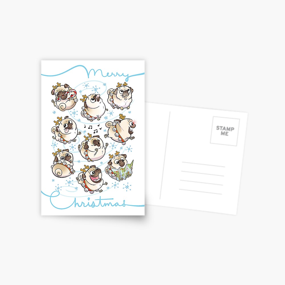 "Reindeer Pugs Christmas card" Greeting Card for Sale by inkpug | Redbubble
