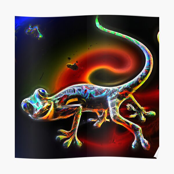 "fractal lizard in outer space digital art in 3D" Poster for Sale by ...