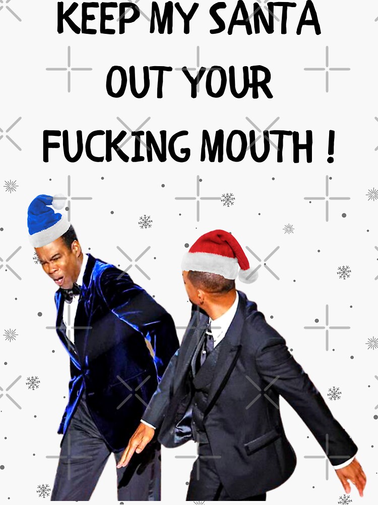 "will smith meme slap Chris Rock funny christmas card" Sticker for Sale ...