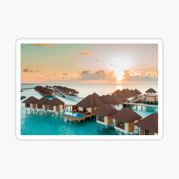 "Maldives Island, Tropical Paradise, Ocean Sunset" Sticker for Sale by ...