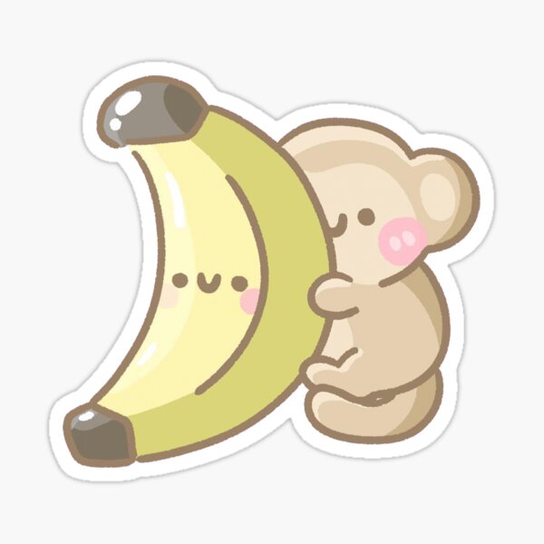 "Monkey Banana Hug" Sticker for Sale by ChocoPeanuts | Redbubble