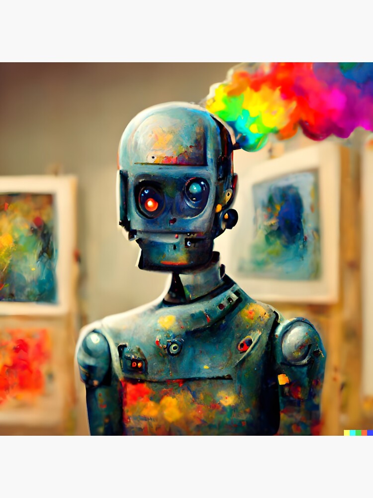 "Cute rainbow robot thinking" Sticker for Sale by jimk01 | Redbubble