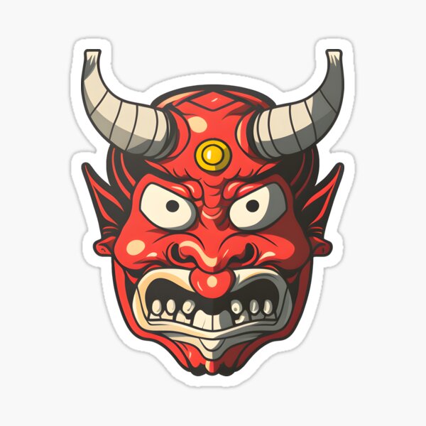 "Japanese Oni mask" Sticker for Sale by njiiz | Redbubble