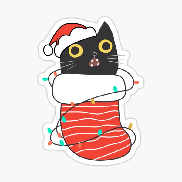 "Meowy Christmas - Funny Cat Christmas" Sticker for Sale by ...