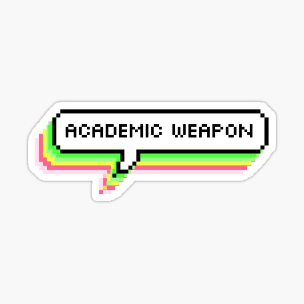 "Academic Weapon." Sticker for Sale by oneLine-INC | Redbubble