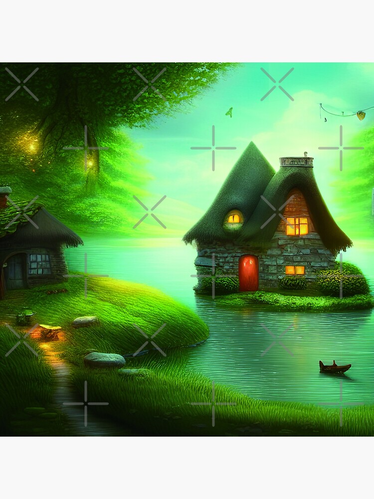 "Fantasy House In a Greenery Scene, Fantasy Cottagecore" Poster for ...