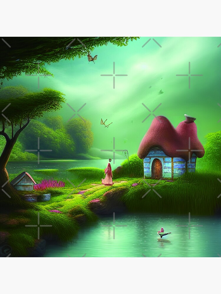 "Fantasy House In a Greenery Scene, Fantasy Cottagecore" Poster for ...