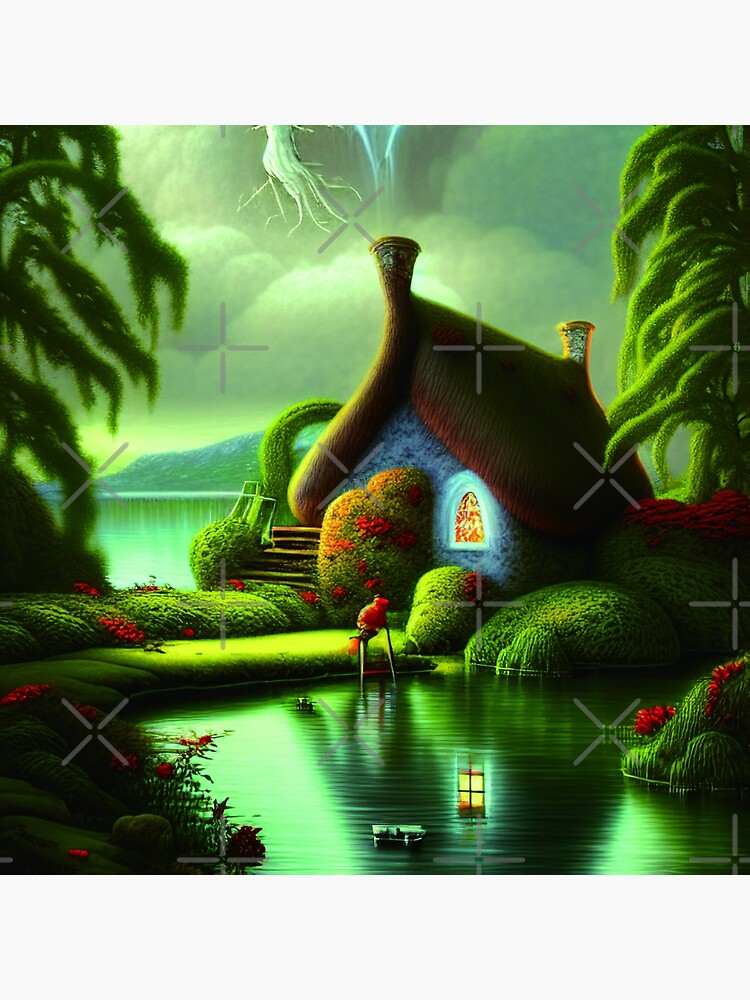 "Fantasy House In a Greenery Scene, Fantasy Cottagecore" Poster for ...