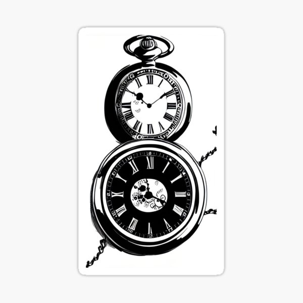 "Monochrome Pocket Watch " Sticker for Sale by AstraLowelle | Redbubble
