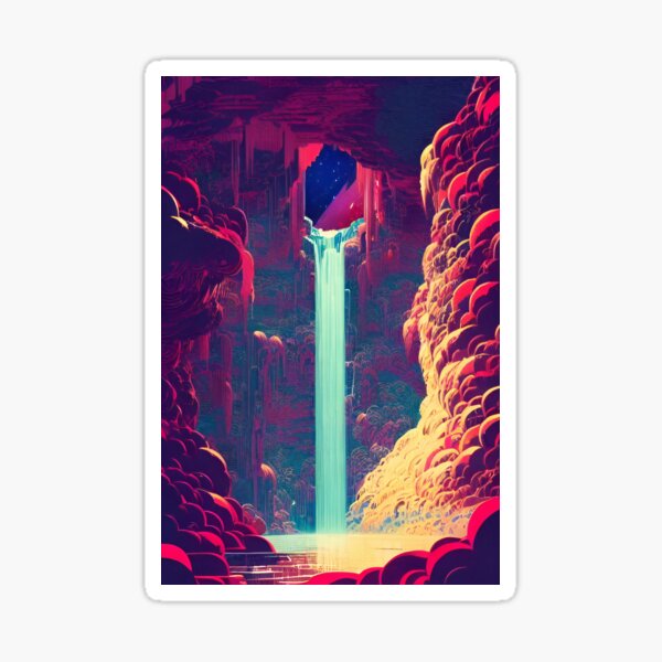 "Waterfall Cavern, Exoplanet 22-B" Sticker for Sale by EsoteraArt ...