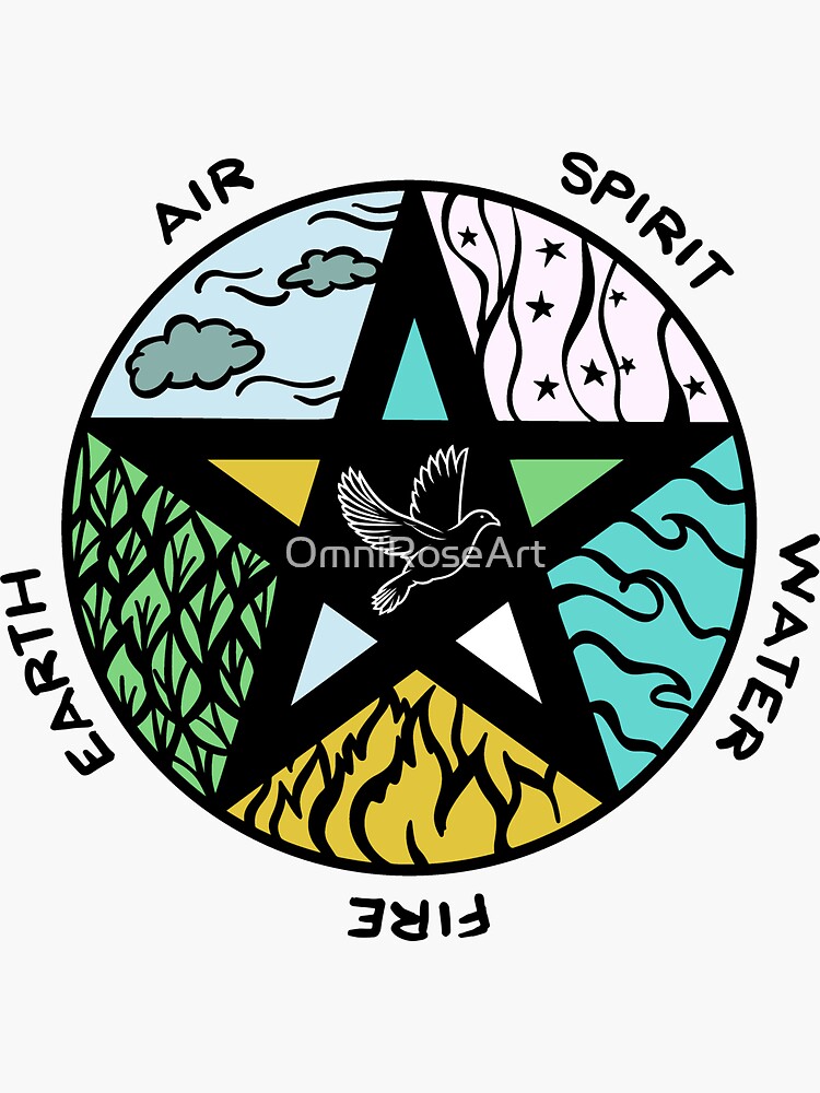 "Spiritual Dove Five Elements Pentagram Autumn Colour" Sticker for Sale ...
