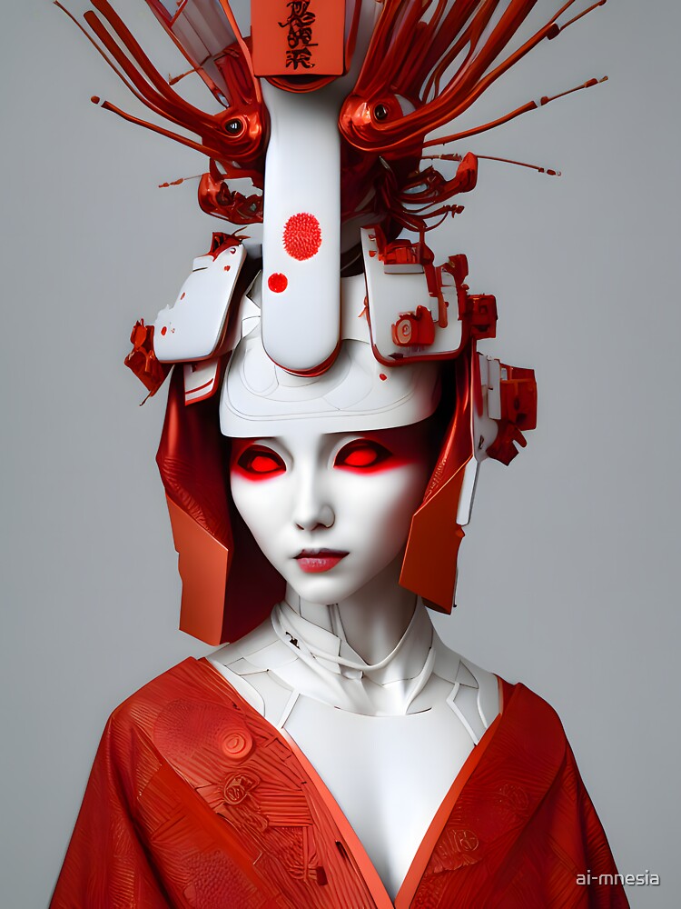 "Japanese Geisha Cyborg with kimono - modern cyberpunk digital art ...