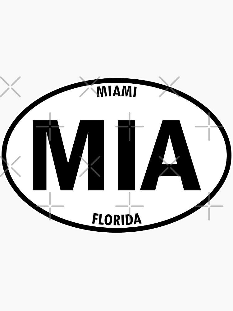 "MIA, Miami, Florida Oval Travel Sticker" Sticker for Sale by BBTravels ...