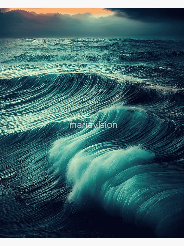 "Stormy Waves Ocean, Beautiful Mosaic Painting" Sticker for Sale by ...