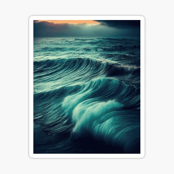 "Stormy Waves Ocean, Beautiful Mosaic Painting" Sticker for Sale by ...