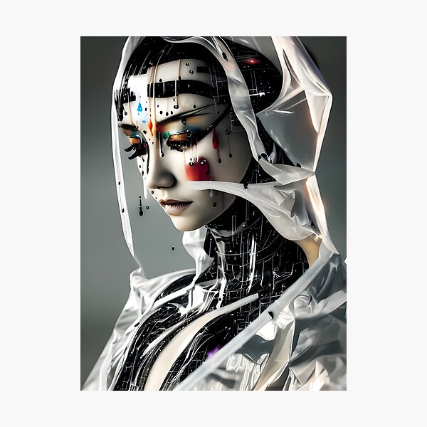 "Cyberpunk Japanese Geisha Cyborg with tattoos - modern digital art ...