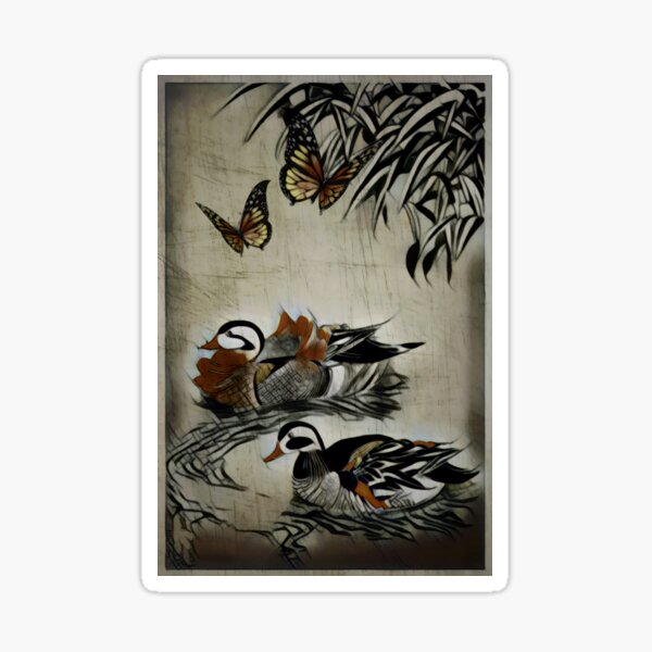 "Mandarin ducks" Sticker for Sale by Sasheemi | Redbubble