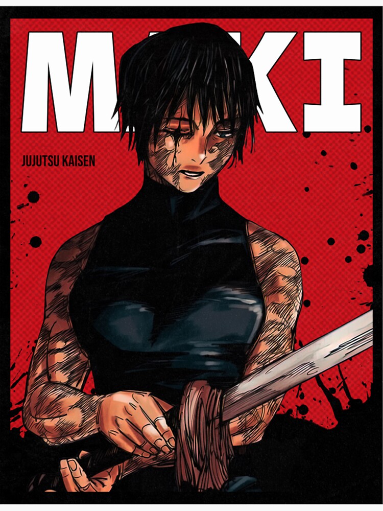 "Maki Zenin Jujutusu Kaisen Red Comic Design v2 " Sticker for Sale by ...