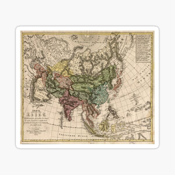 "Charte van Asien (Map of Asia) 1805" Sticker for Sale by allhistory ...