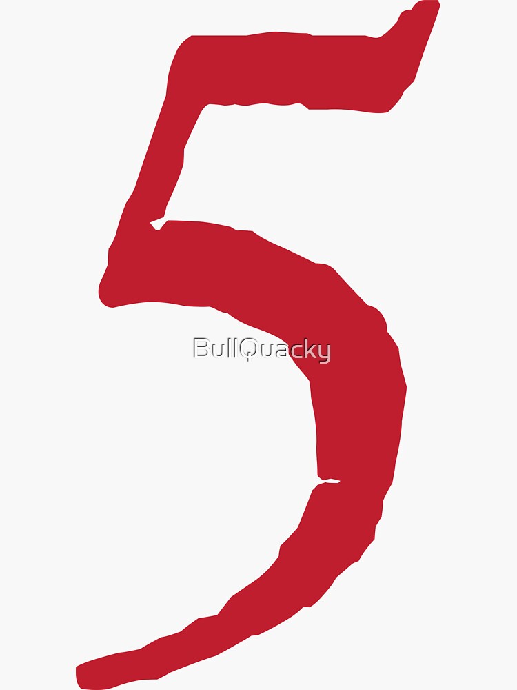"Large Red Maroon Number 5 Five" Sticker for Sale by BullQuacky | Redbubble