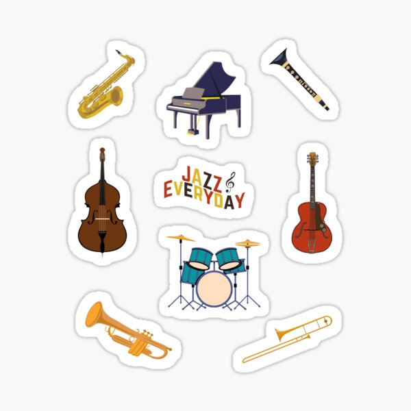 "Jazz Music Instruments Pack" Sticker for Sale by Mhayra | Redbubble