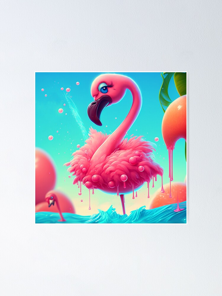 "Funny flamingo cartoon" Poster for Sale by LifezArt | Redbubble