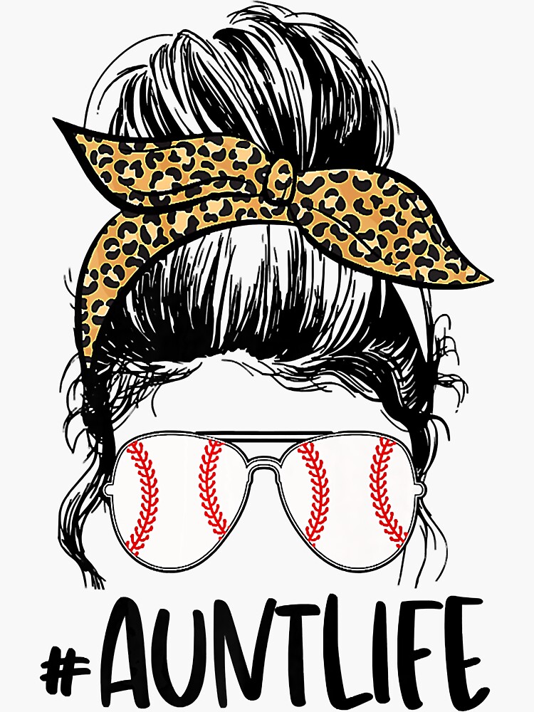 Pegatina «Baseball Auntie Life Messy Bun Día de la Madre» de Helbon-art ...