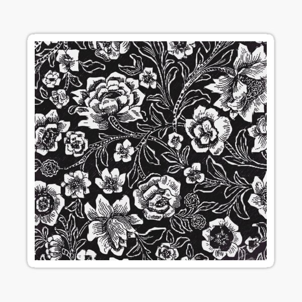 "Black Floral Pattern" Sticker for Sale by Gi-Si | Redbubble