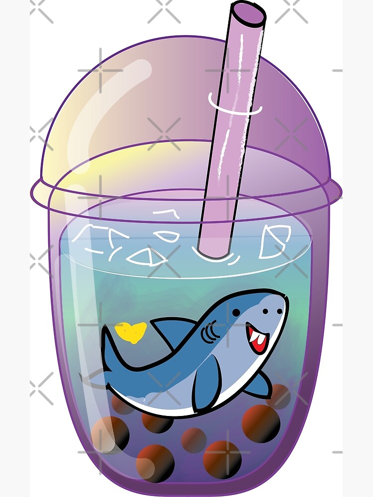 "Purple shark boba tea" Poster for Sale by fluffyfamcraft | Redbubble