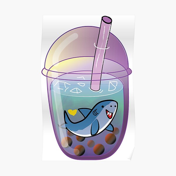 "Purple shark boba tea" Poster for Sale by fluffyfamcraft | Redbubble