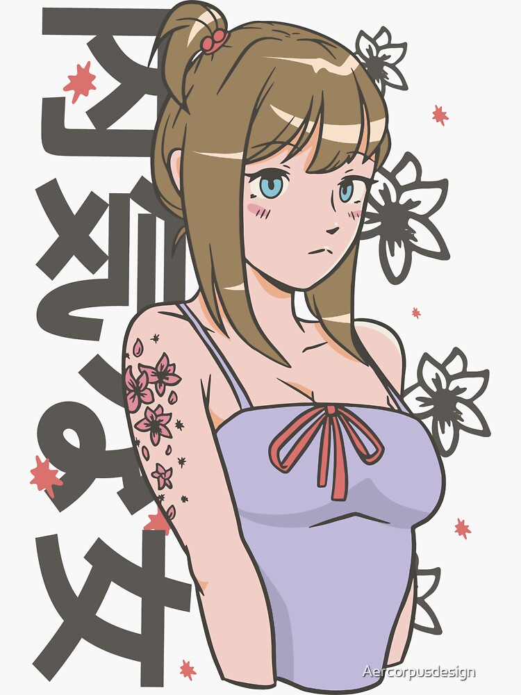 "cute shy anime girl" Sticker for Sale by Aercorpusdesign | Redbubble