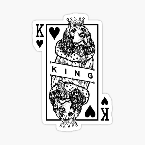 "Cocker Spaniel King Of Hearts Cute Dog Playing Card Pop Art" Sticker ...