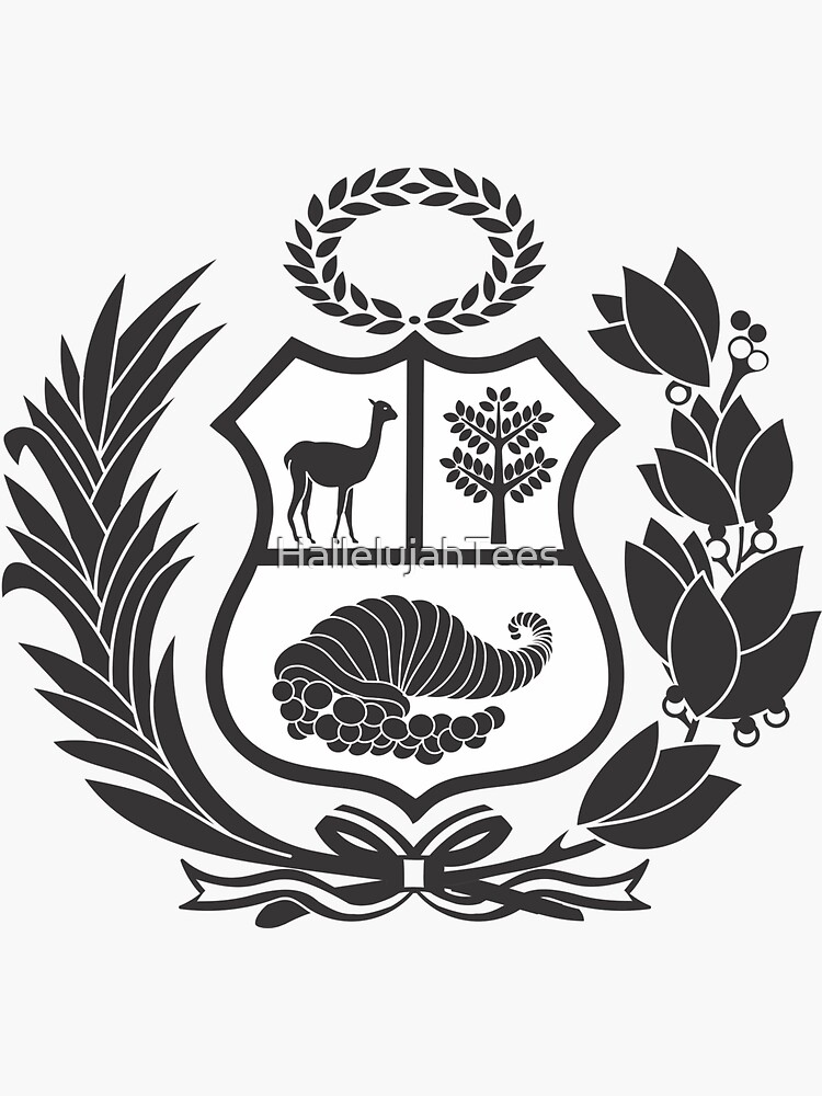 "Peru T-Shirt Peruvian Coat of Arms White" Sticker for Sale by ...