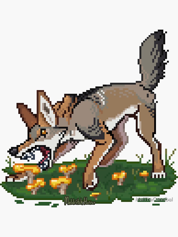 "Mushroom Forest - Chanterelle Coyote (Pink Backing)" Sticker for Sale ...