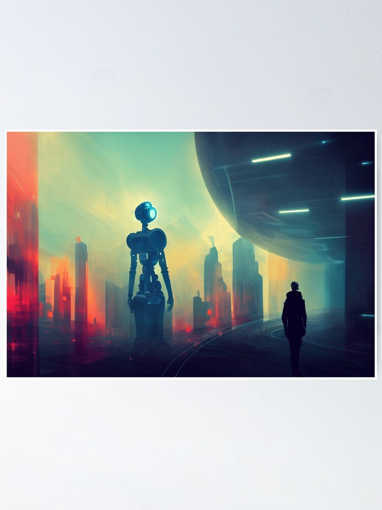 "Robots in the future city" Poster for Sale by PM-Artistic | Redbubble