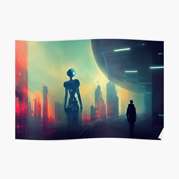 "Robots in the future city" Poster for Sale by PM-Artistic | Redbubble