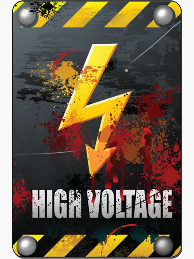"HIGH VOLTAGE Old Rusted Danger Sign T-shirt" Sticker for Sale by ...