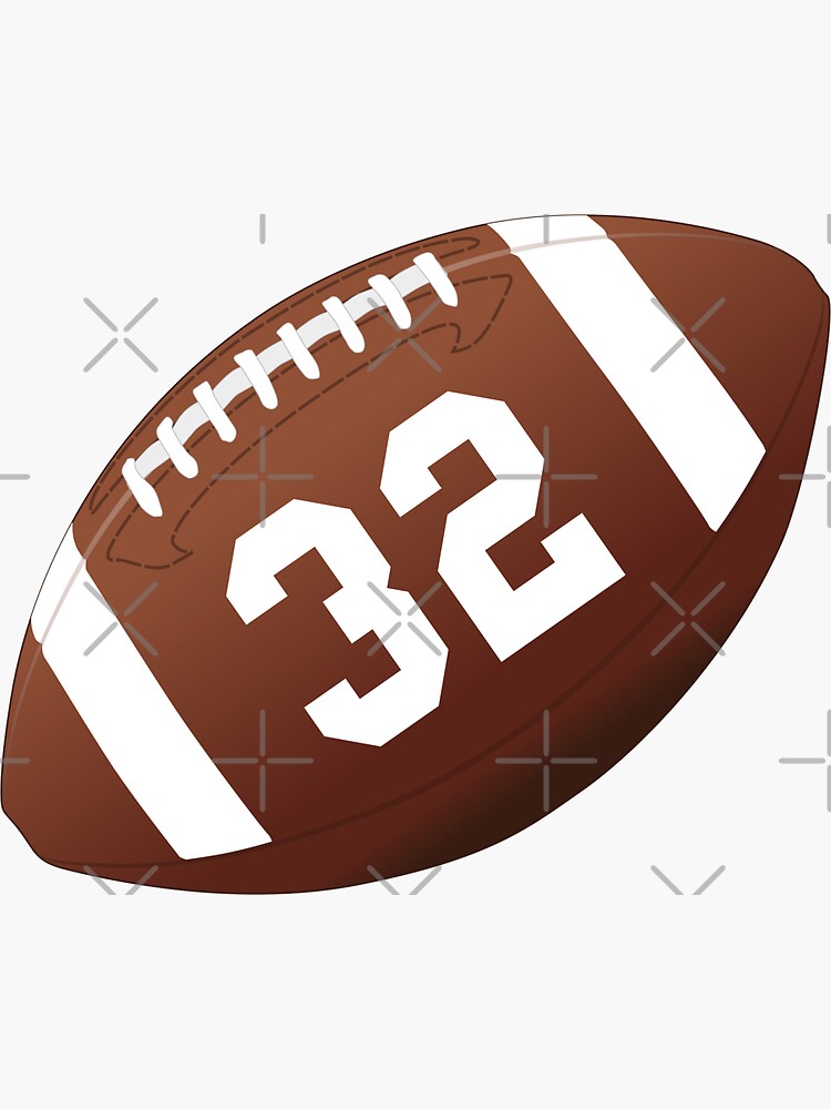 "American football ball number 32, thirty two" Sticker for Sale by ...
