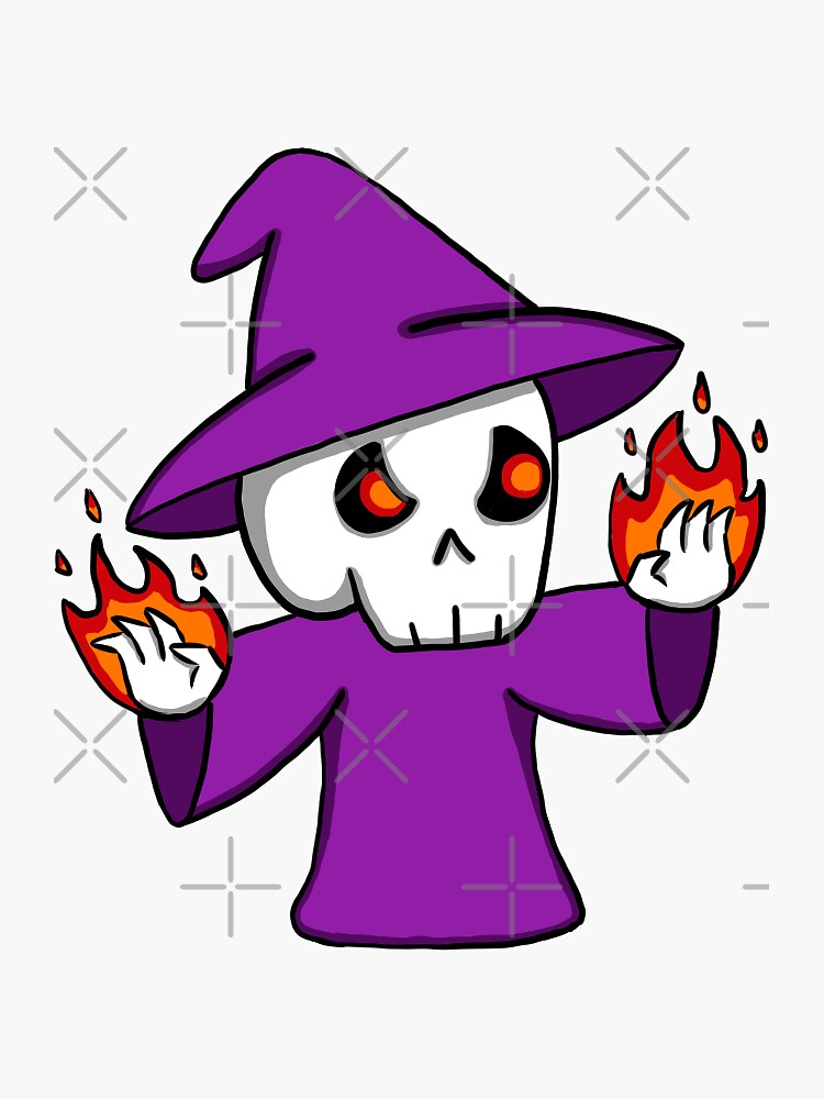 "Fire Mage - Skeleton Dungeon" Sticker for Sale by Mehkell | Redbubble