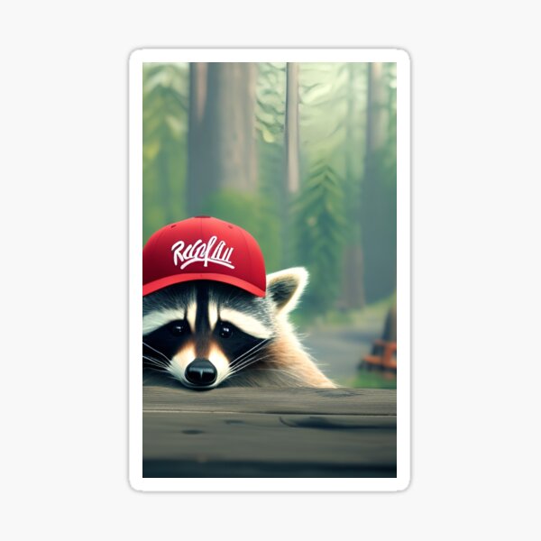 "Cute Raccoon in a Red Hat" Sticker for Sale by abidance | Redbubble