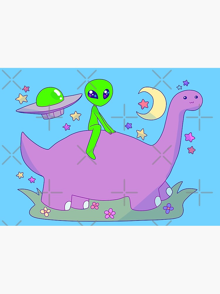 "Alien Riding a Dinosaur" Poster for Sale by SaradaBoru | Redbubble