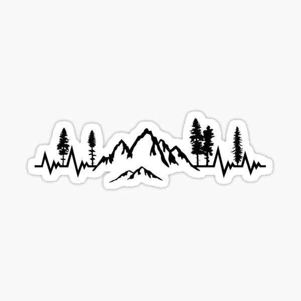 "Mountain Heartbeat, Hiking, Camping, Nature, Mountains Pulse" Sticker ...
