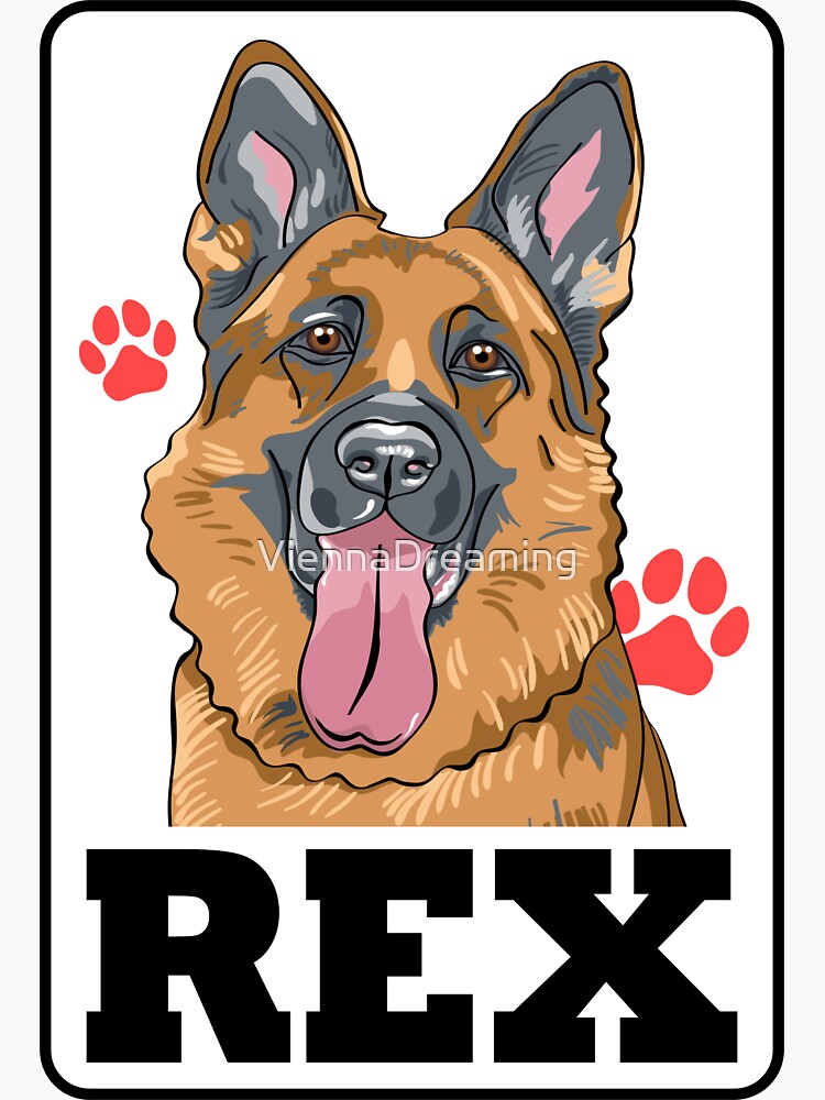 "REX German Shepherd Dog" Sticker for Sale by ViennaDreaming | Redbubble